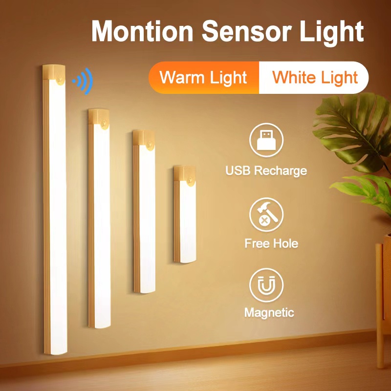 Motion Sensor LED Lights Rechargeable Magnetic Cabinet Light Indoor 3 ...