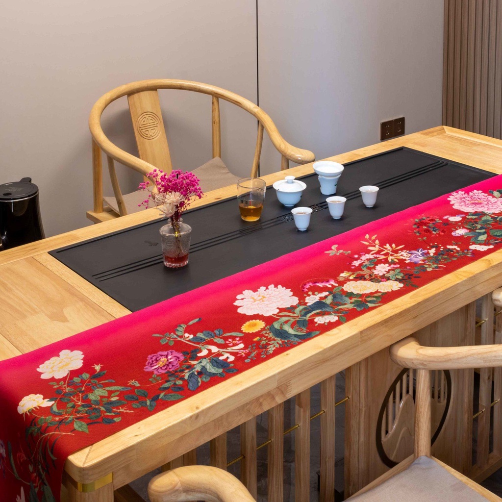 Hundred Flowers Pattern Table Runner Chinese New Chinese Style ...