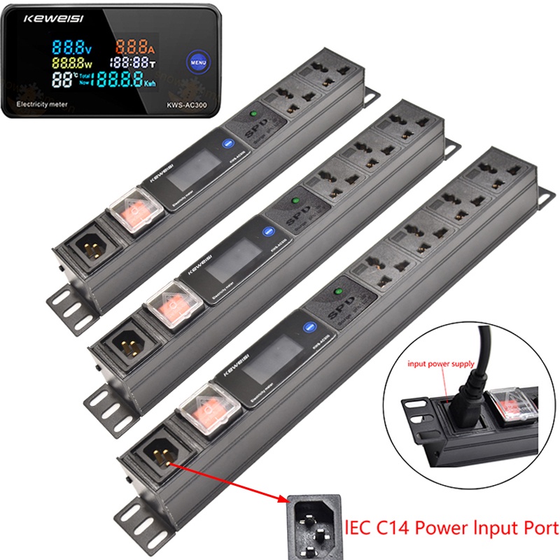 Cabinet mounted PDU power distribution unit wall mounted voltmeter, ammeter, power meter power ...