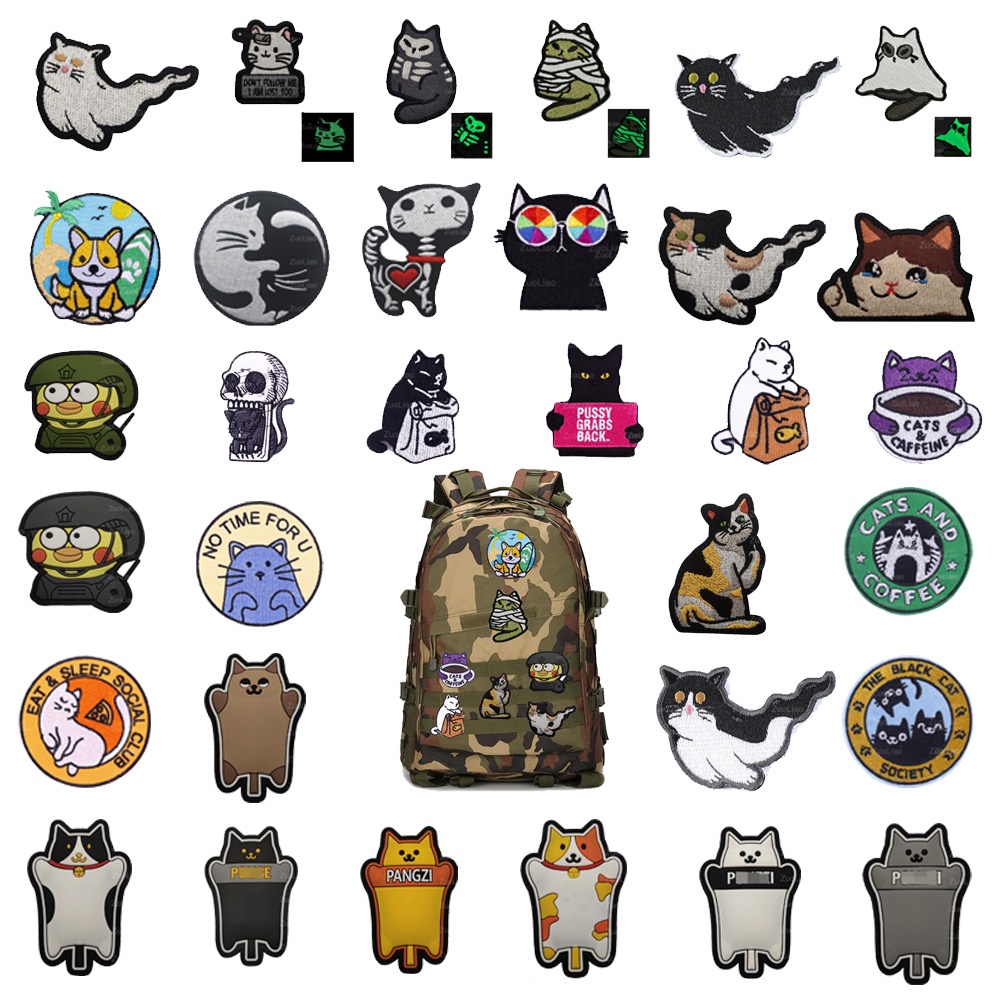 Creative Animal Velcro Patch Tactical Cat Cat Shield Morale Badge Cute ...