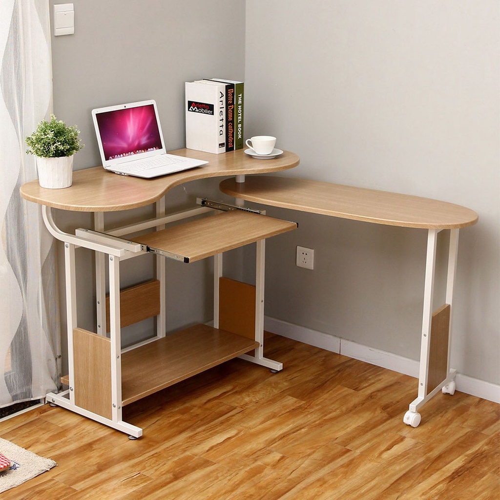 Oak Colour Movable Folding Swivel Computer Desk Computer Desk Student ...