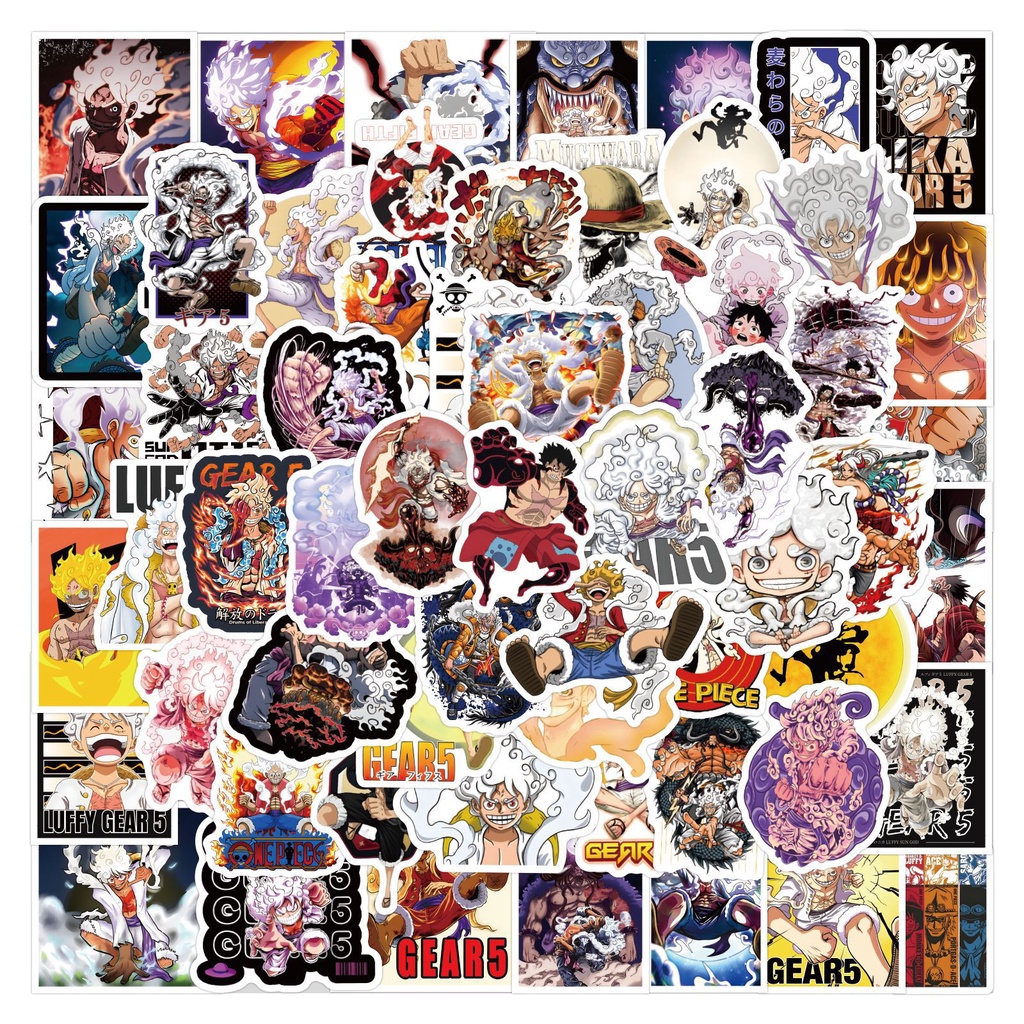 110 pcs One Piece Luffy Gear 5 Anime Waterproof PVC Stickers | Shopee ...