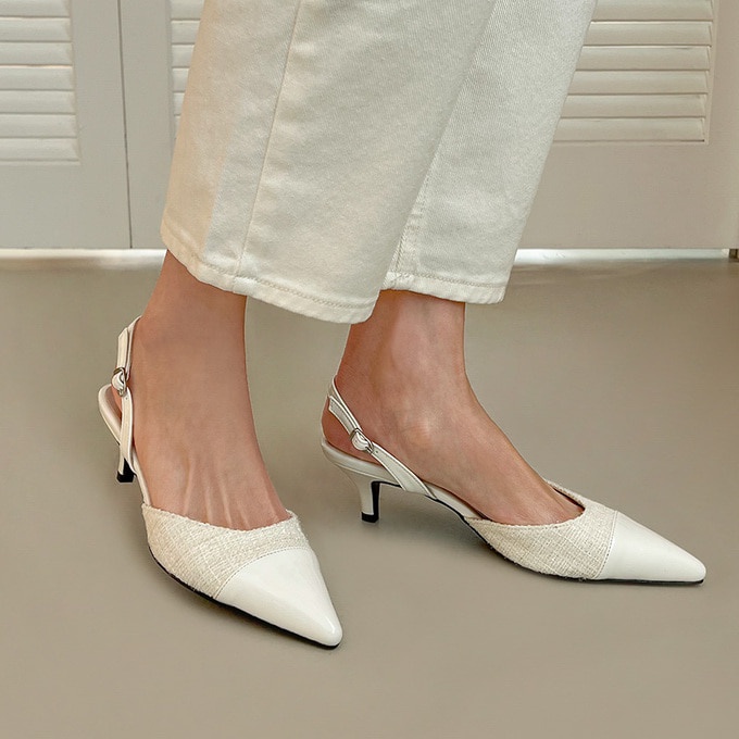 [SAPPUN] Epney Tweed two tone Slingback heels (5/7cm) | Shopee Singapore