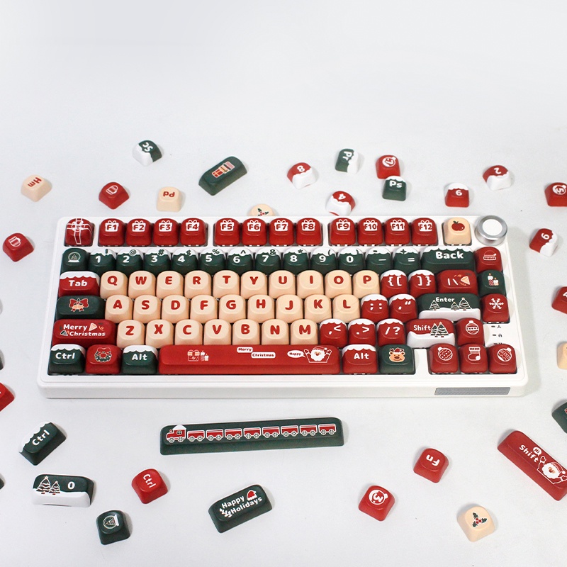Merry Christmas Theme Keycaps 130keys Class MOA Height PBT Sublimation ...