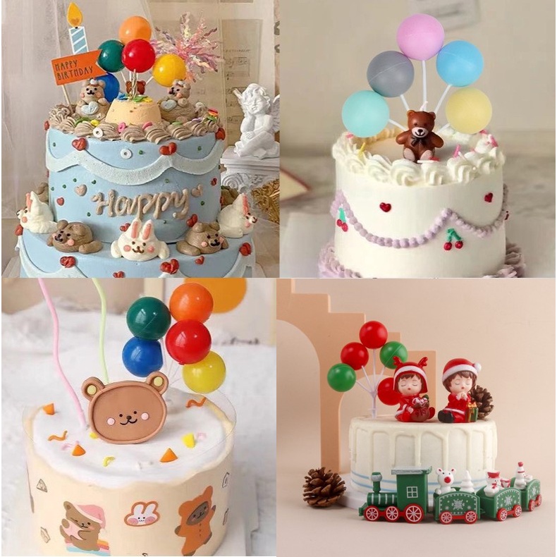 10 Pcs Ball Cake Topper Christmas Decorations Mini Ball Cake Topper ...