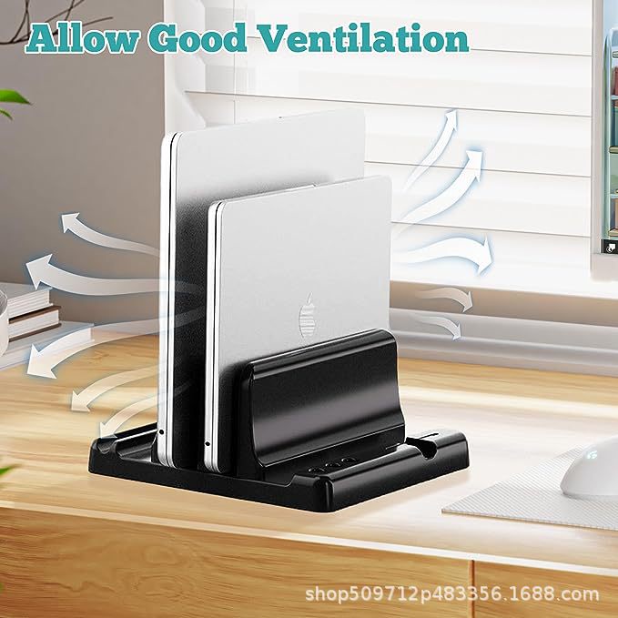 Vaydeer Vertical Laptop Stand Thickness Adjustable Tablet Phone Desktop ...