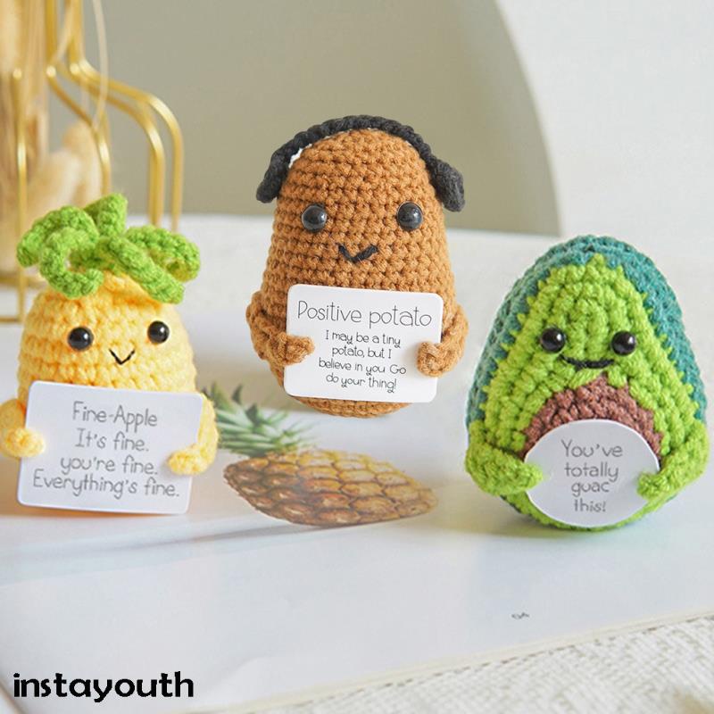 Positive Potatoes Home Room Decor Ornament Knitting Inspired Toy Tiny ...