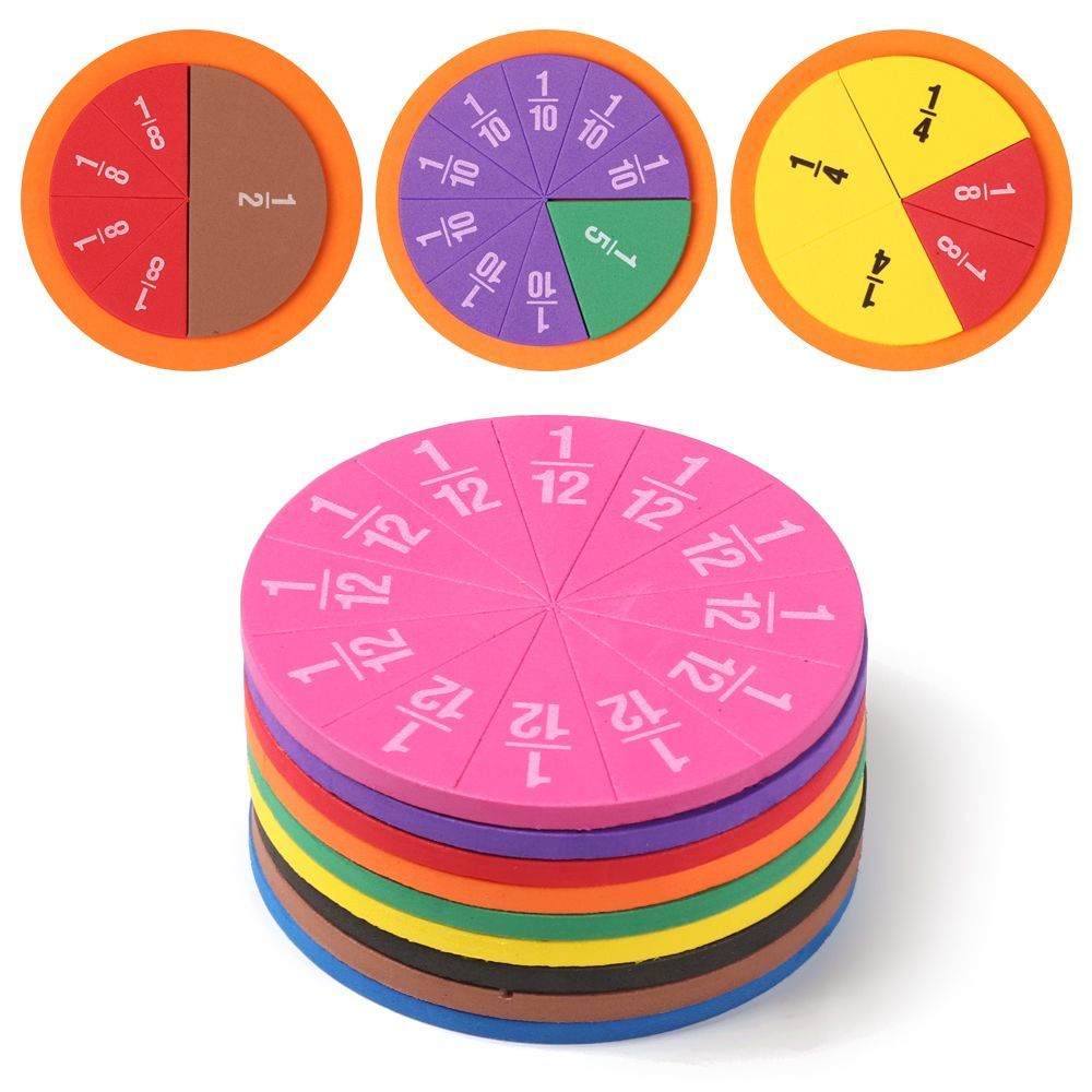 9Pcs Magnetic Fractions Math Teaching Tool EVA Round Shape Instrument ...
