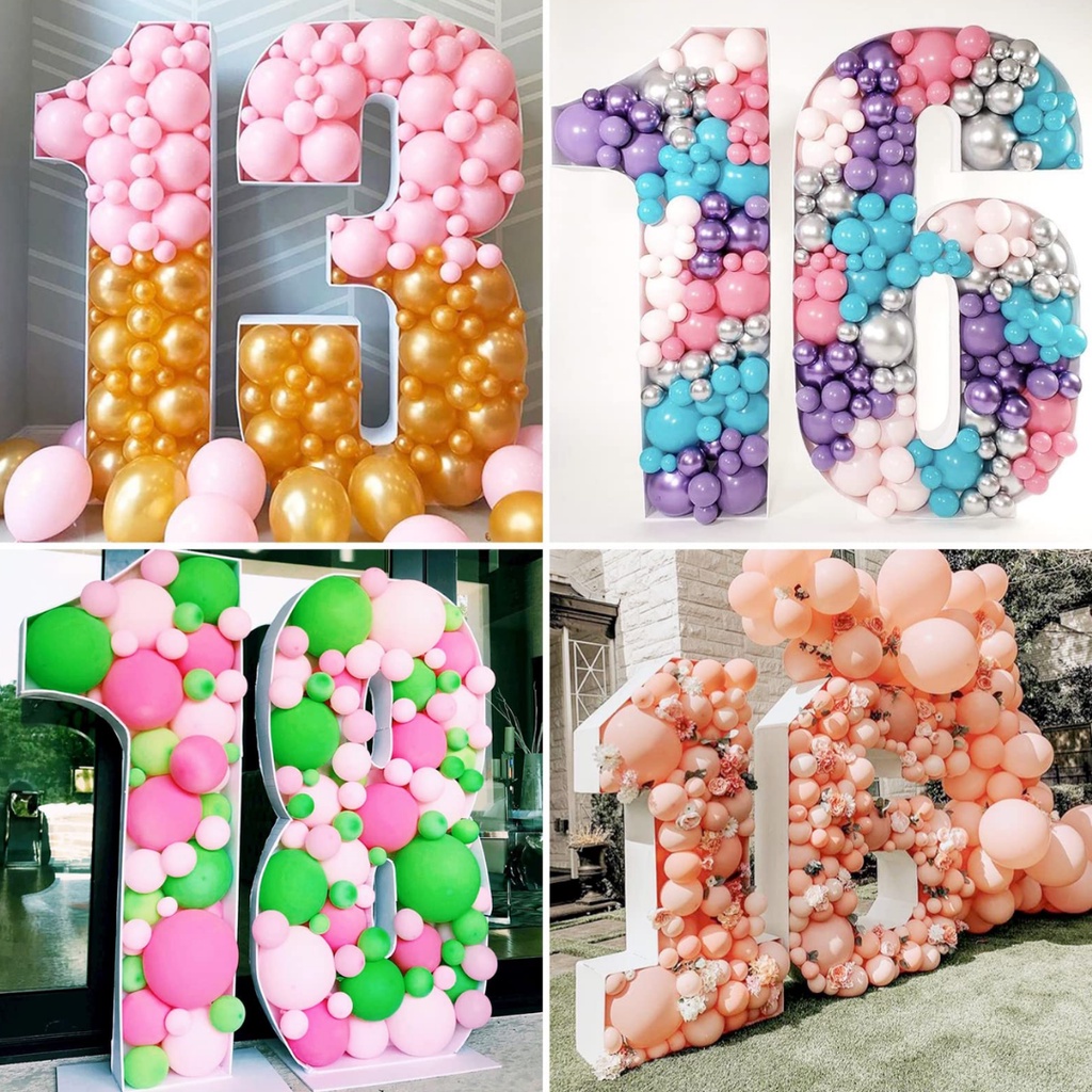 [SG Seller] 100cm Large Number Marquee Balloon Number Box DIY Balloons ...