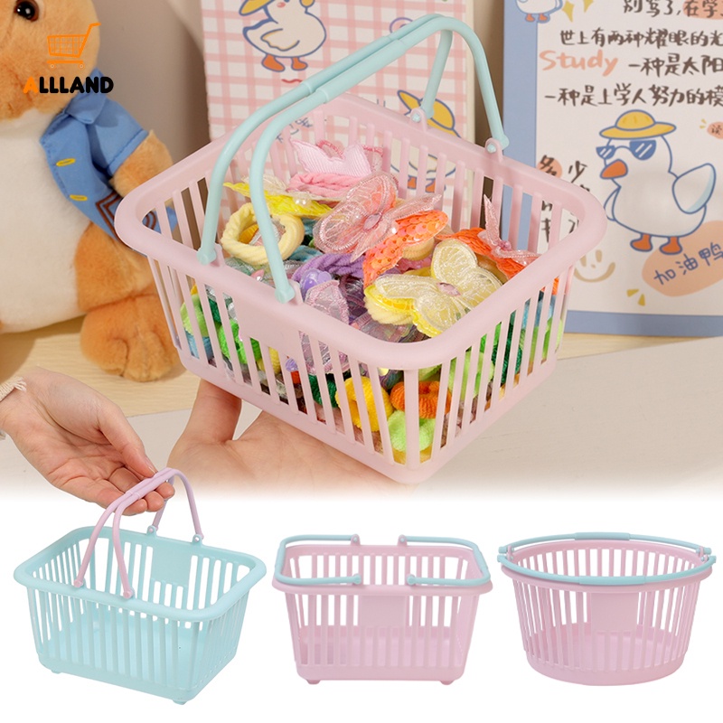 Creative Handheld Mini Plastic Desktop Stationery Storage Basket Large ...