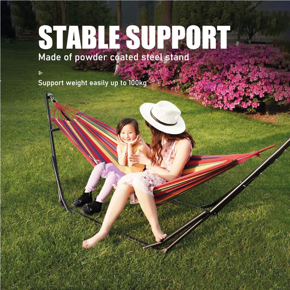 Hammock set with stand outdoor portable camping hammock folding canvas ...