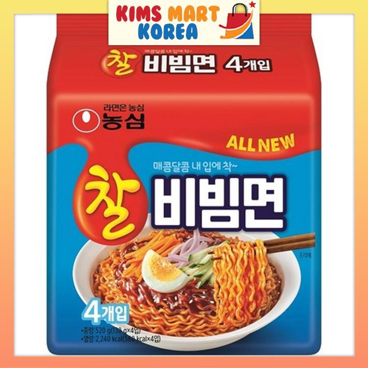 Nongshim Chewy Bibim Cold Spicy Noodle Ramen Korean Food 130g x 4pcs ...