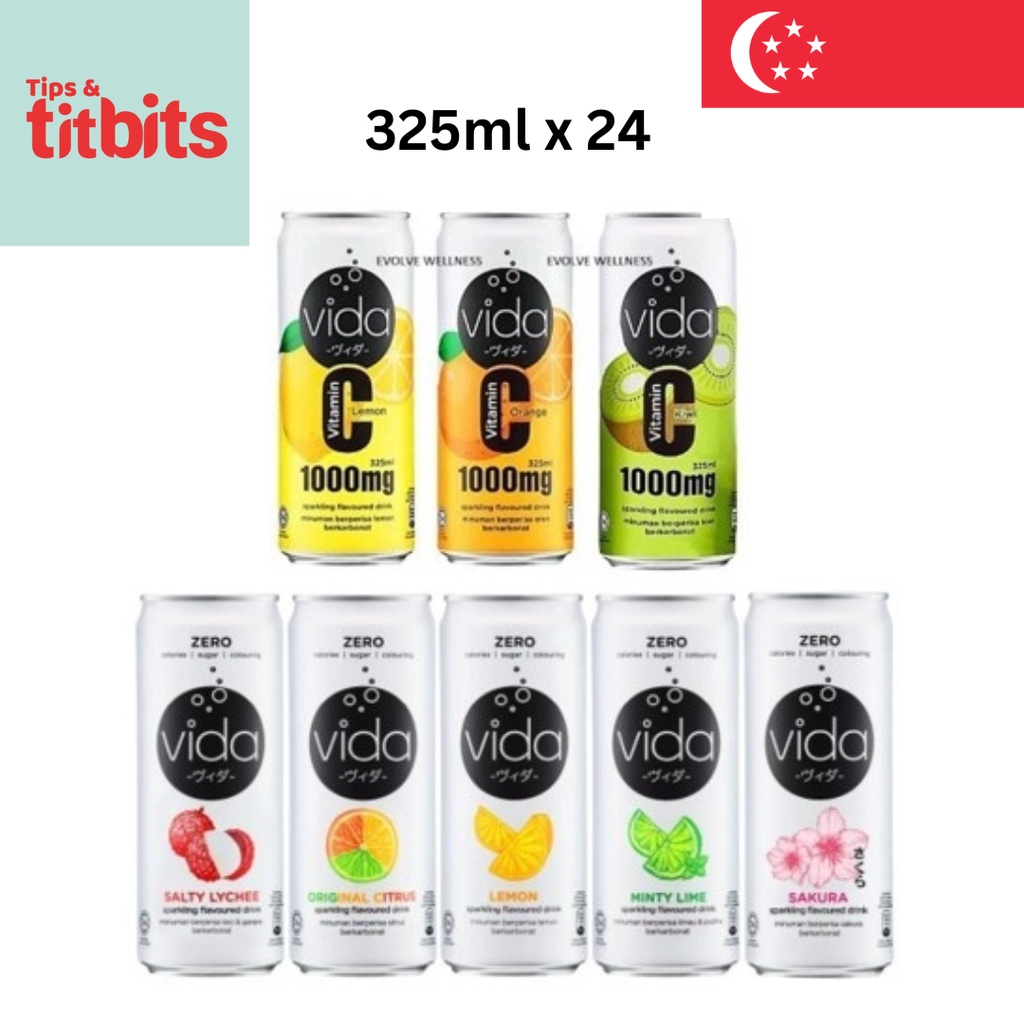 24×325ml (VIDA Zero Sparkling/Vitamin C Series) Salty Lychee/Minty Lime ...