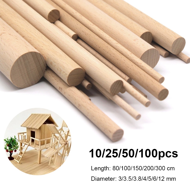 25-100PCS Round wooden sticks craft stick making popsicles and model ...