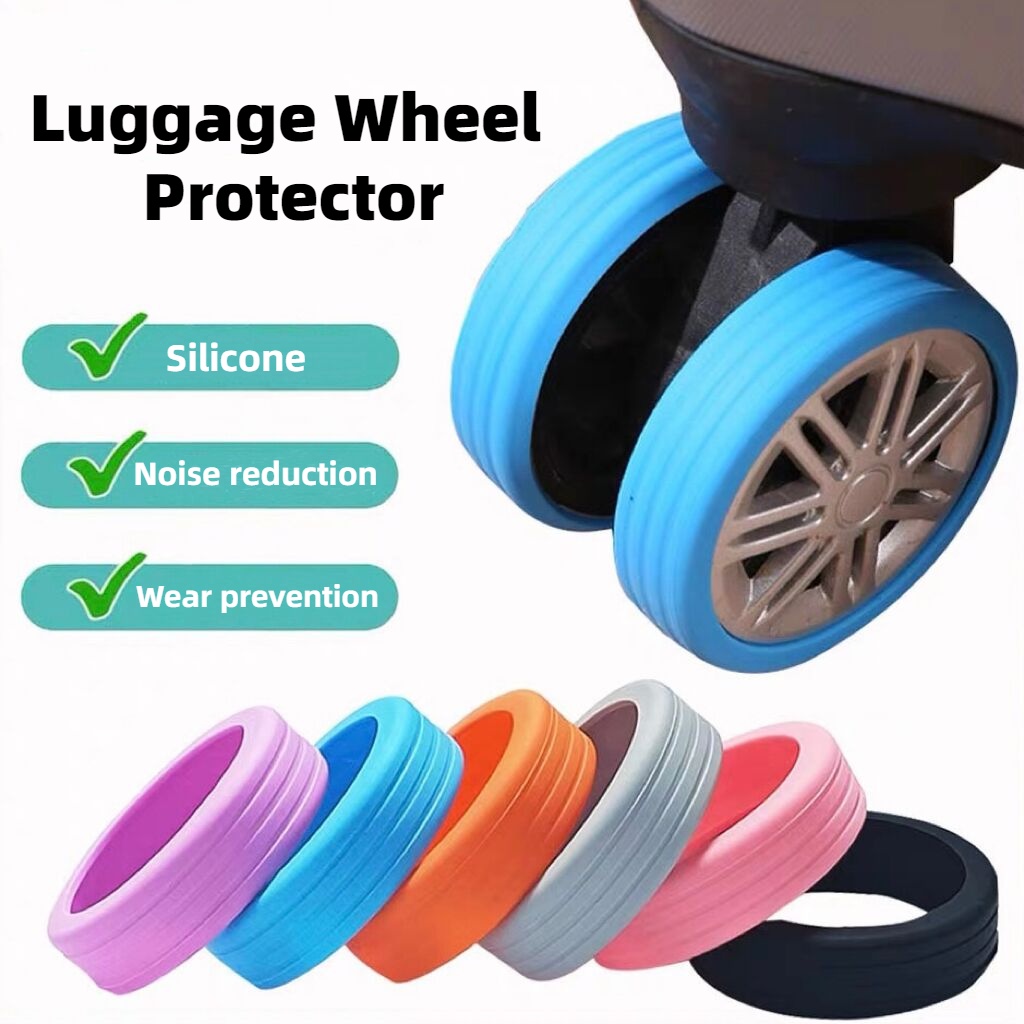 8pcs/set Luggage Silicone Wheel Roller Protector Travel Trolley Silent ...