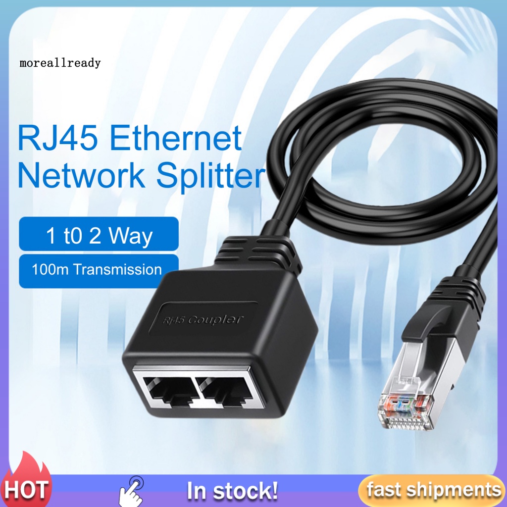 RJ45 Gigabit Network Splitter 1 to 2 Ways 100m Transmission Two Devices ...