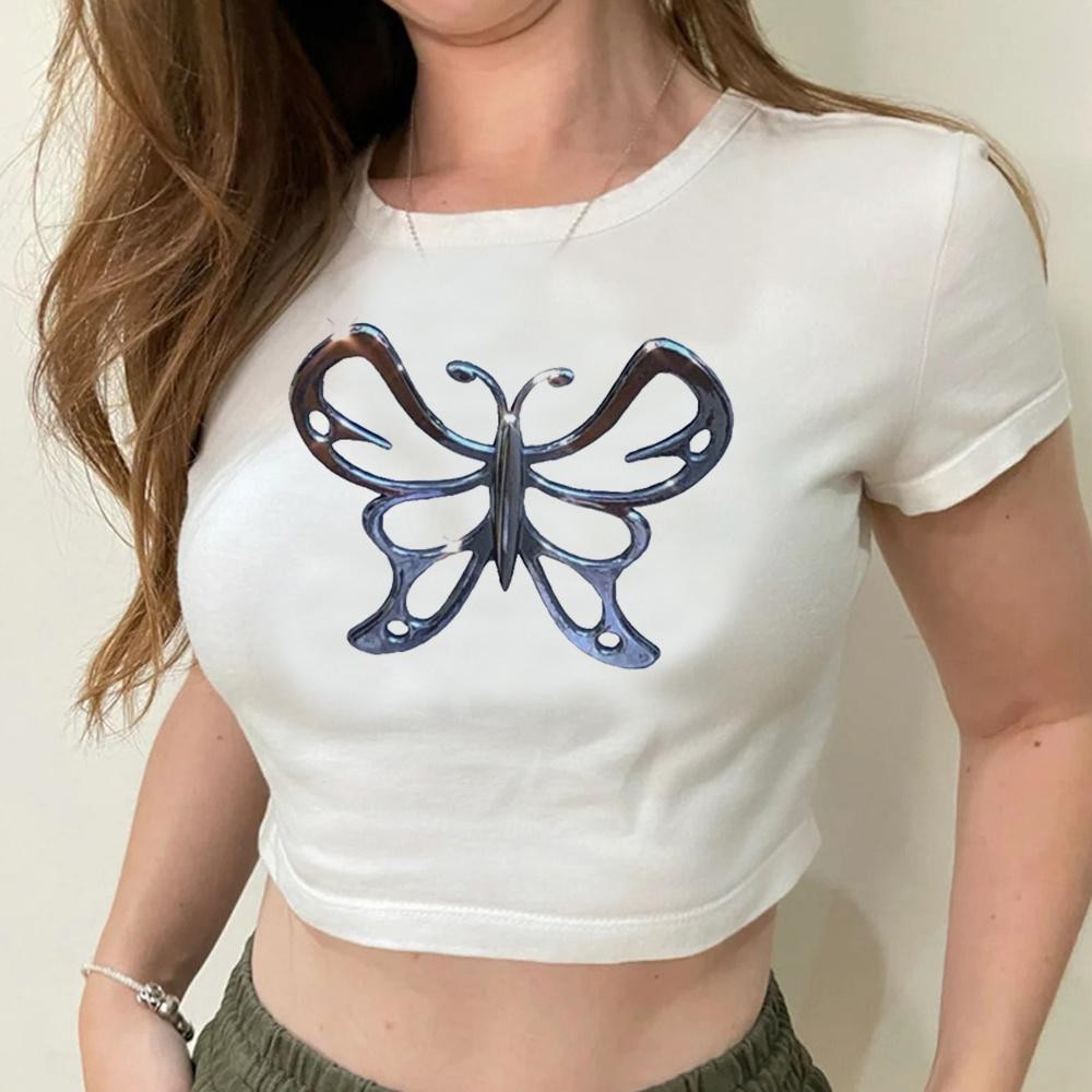 Butterfly 90s aesthetic graphic fairy grunge crop top girl cyber y2k ...