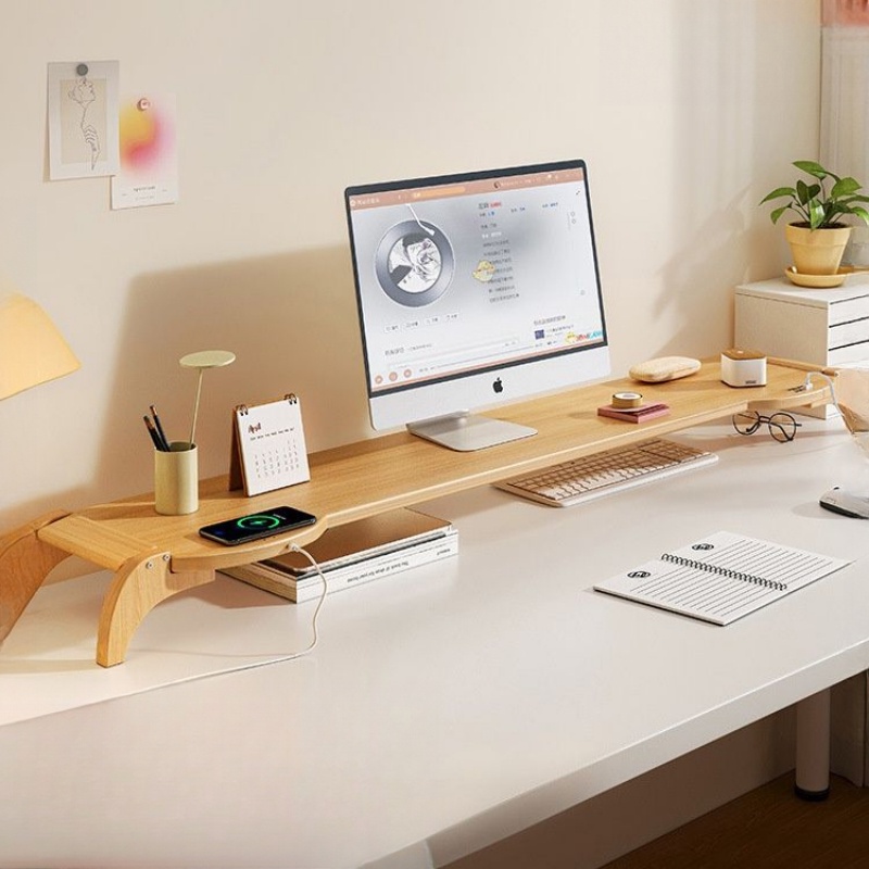 Shaped Solid Wood Monitor Heightening Frame Home Computer Bracket with ...