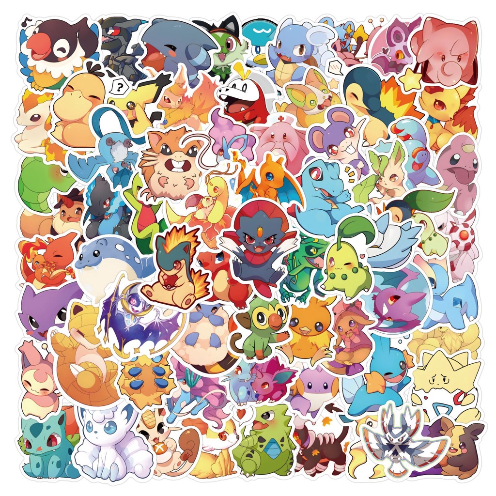 100 pcs Chibi Baby Pokémon Cartoon Anime Waterproof PVC Stickers ...