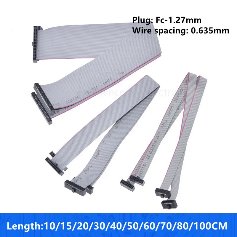 1PCS FC 1.27mm Gray Flat Ribbon Data Cable IDC Double Ends Same ...