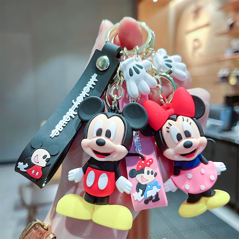 Kawaii Minnie Mouse Keychain Mickey Mouse Keyring Doll Anime Figures ...