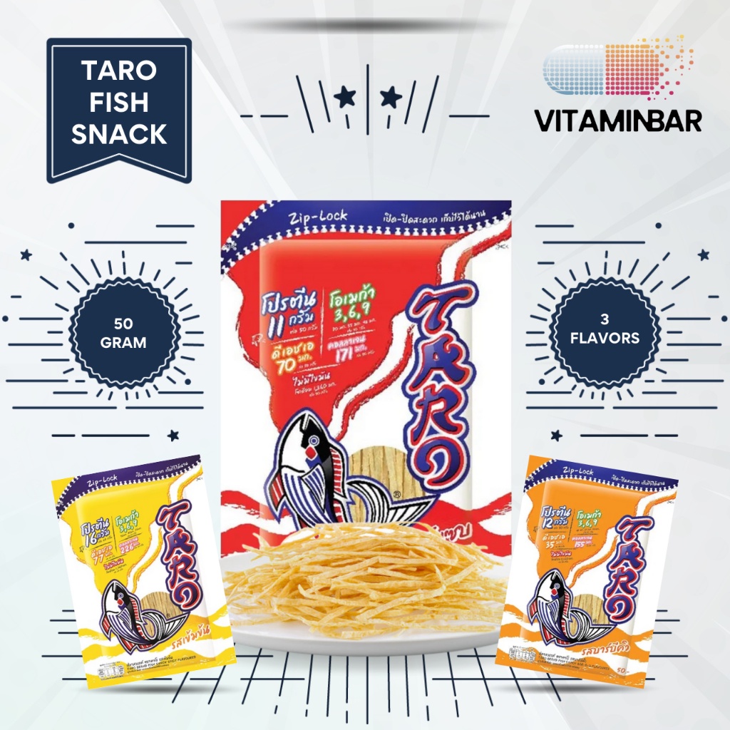 Taro Fish Snack BBQ 50g - Low-Fat, Omega 3, 6, 9 Protein, Collagen ...