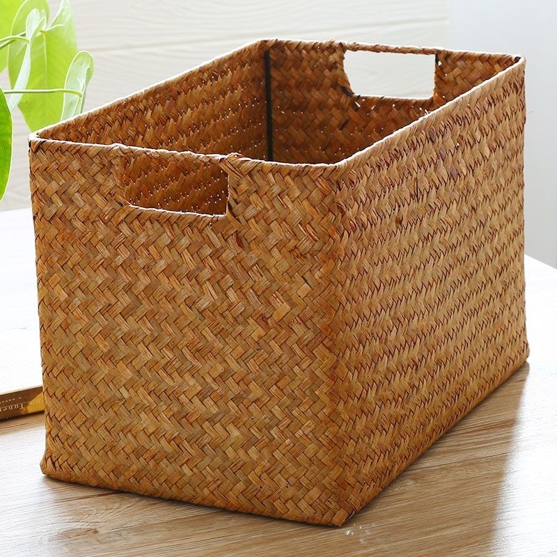 Grass basket KENS Straw Storage Box Book Organizer Non-rattan Sundry ...