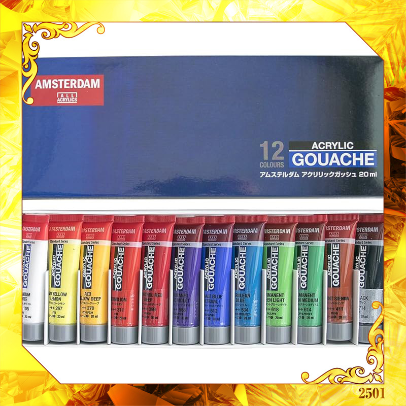 Talens Japan Amsterdam Acrylic Gouache Set (12/24 Colors, 20ml/70ml ...