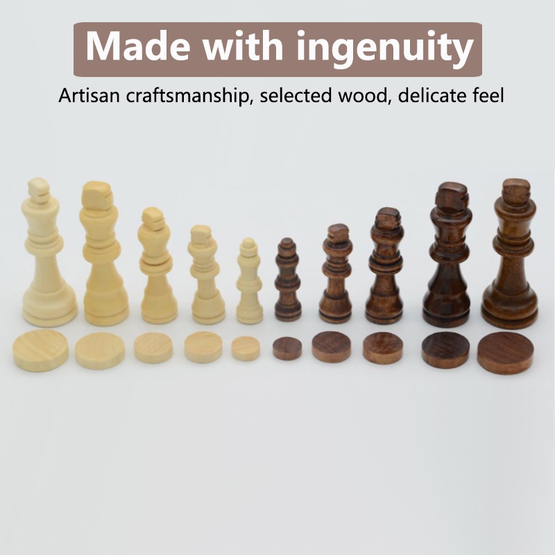 【Ship in 12h】5 Size Wooden Chess Set 3-in-1 Foldable Board Chess ...