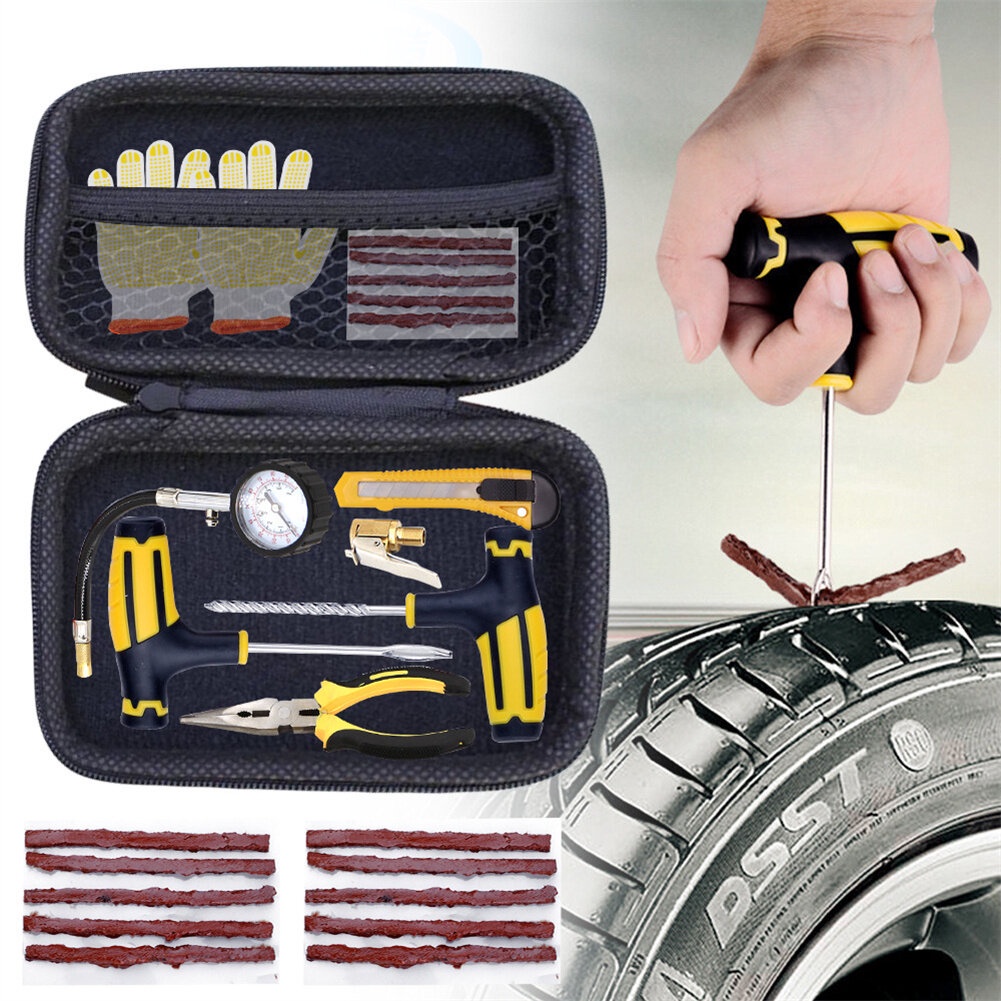 Car Tire Repair Tool Kit Glue Rubber Stripes Set Tubeless Tyre Puncture ...