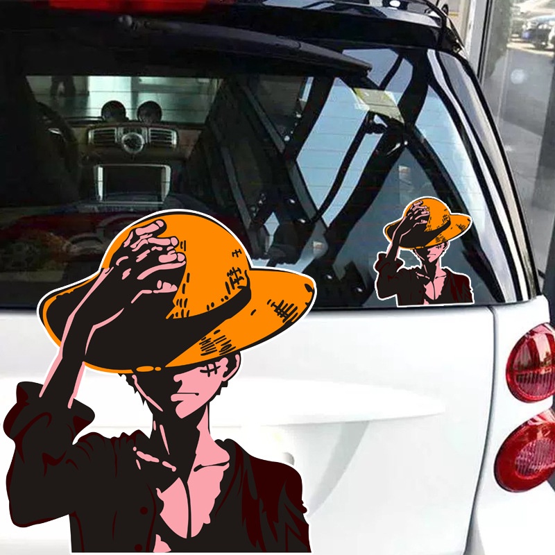 One Piece Luffy Car Sticker Waterproof Scratch Cover Sticker Car Window ...