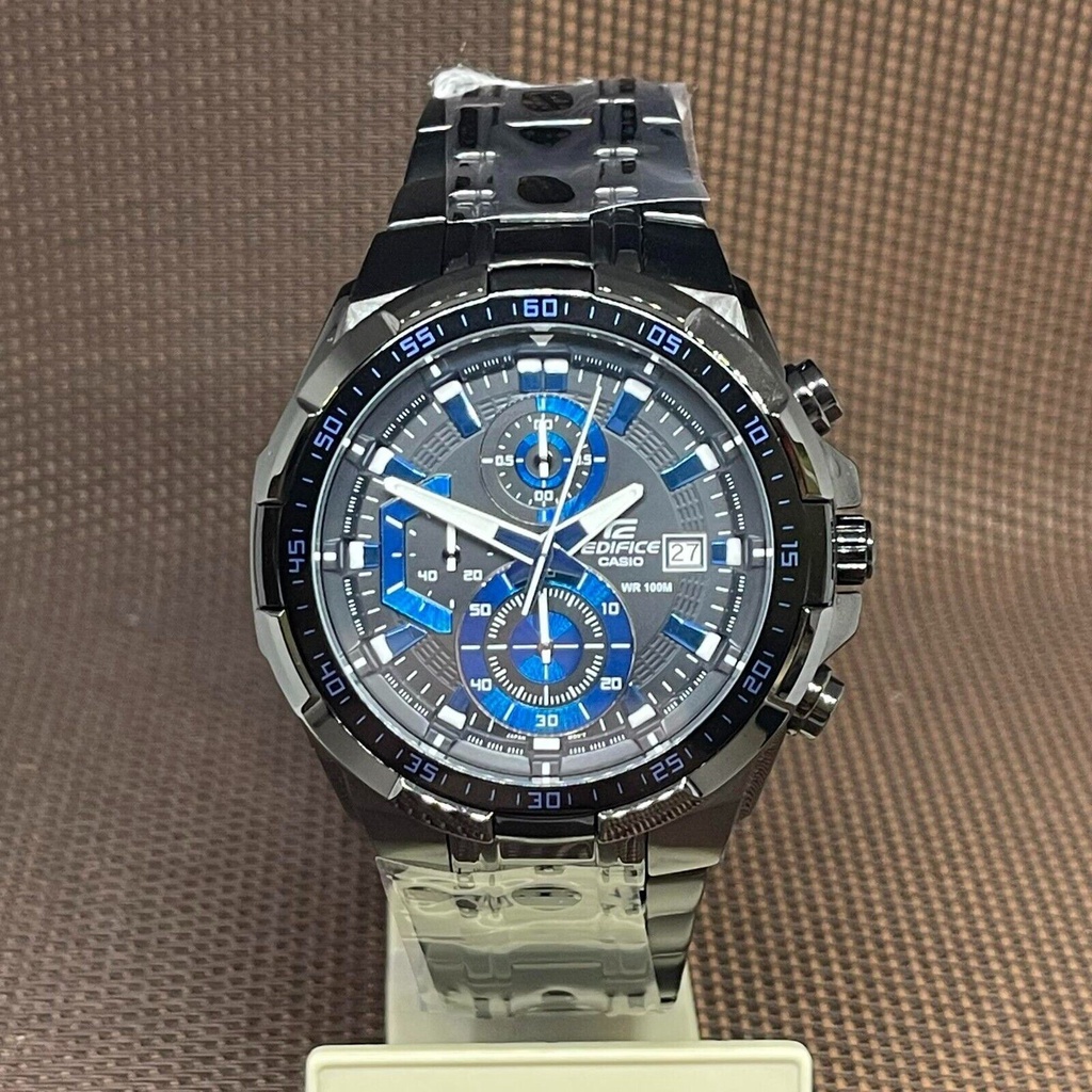 Casio Edifice EFR-539BK-1A2 Chronograph Black Blue Analog Quartz Men's ...