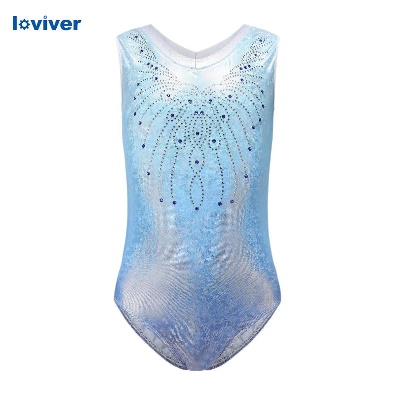 [Loviver] Girls Gymnastics Leotards Girls Athletic Clothes Blue Shiny ...