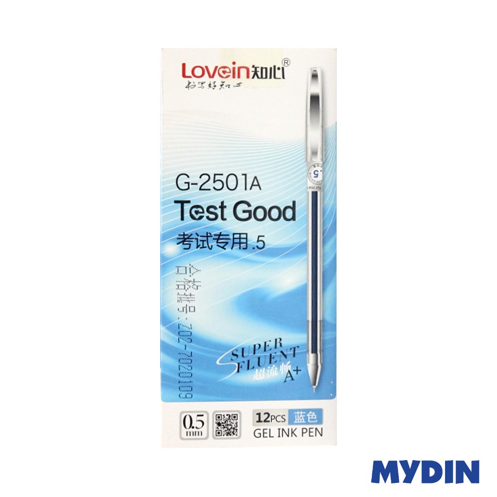 Lovein Gel Ink Pen Blue G-2501A (0.5mm x 12's) | Shopee Singapore