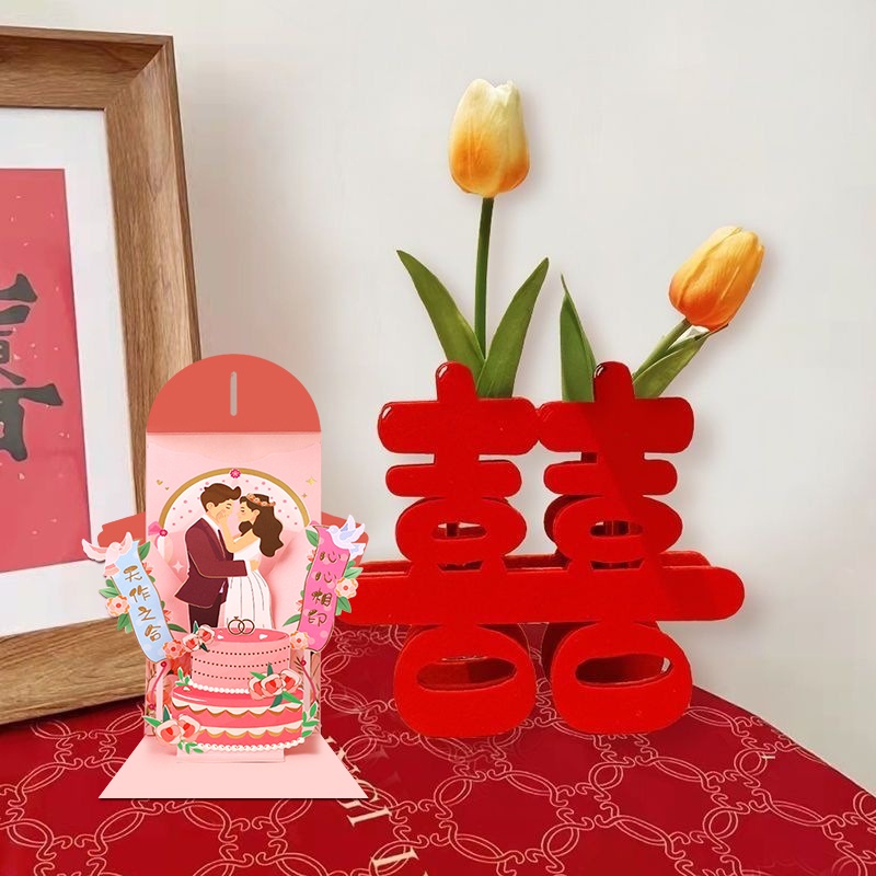 2025 Creative 3D Red Pocket Chinese Romantic Red Envelope Lovely Table ...