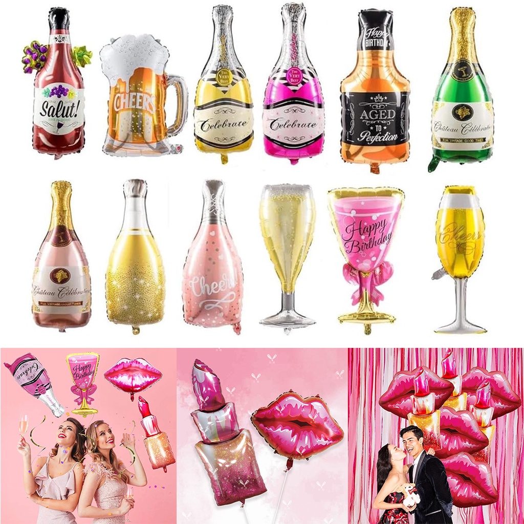 Jumbo Wine Bottle Balloons Champagne Shaped Balloons Lipstick Foil ...