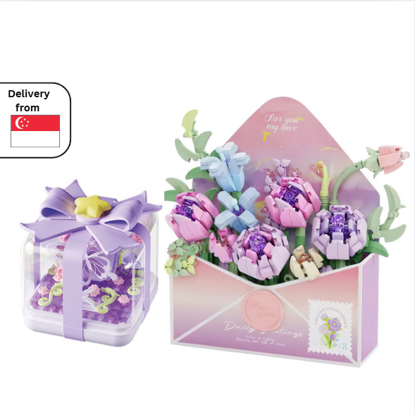 AMAZPHERE Flower Building Block Set Tulip Building Brick Kit Gift ...