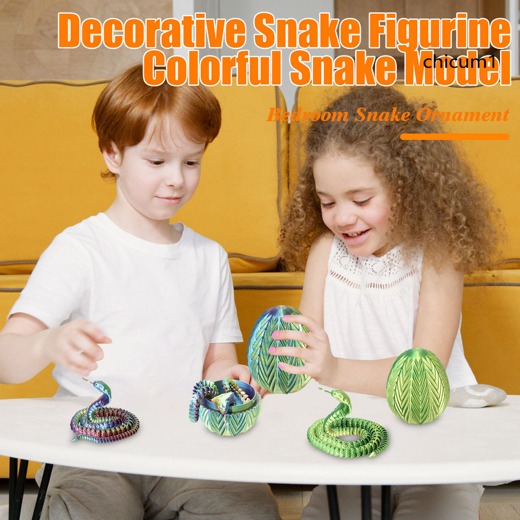 [raya]3D Printed Snake Egg Figurine Movable Joints Snake Figure Model ...