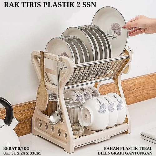 Gg 2-tier Plastic Dish Rack/Dishwashing Dryer Container Glass Bowl ...