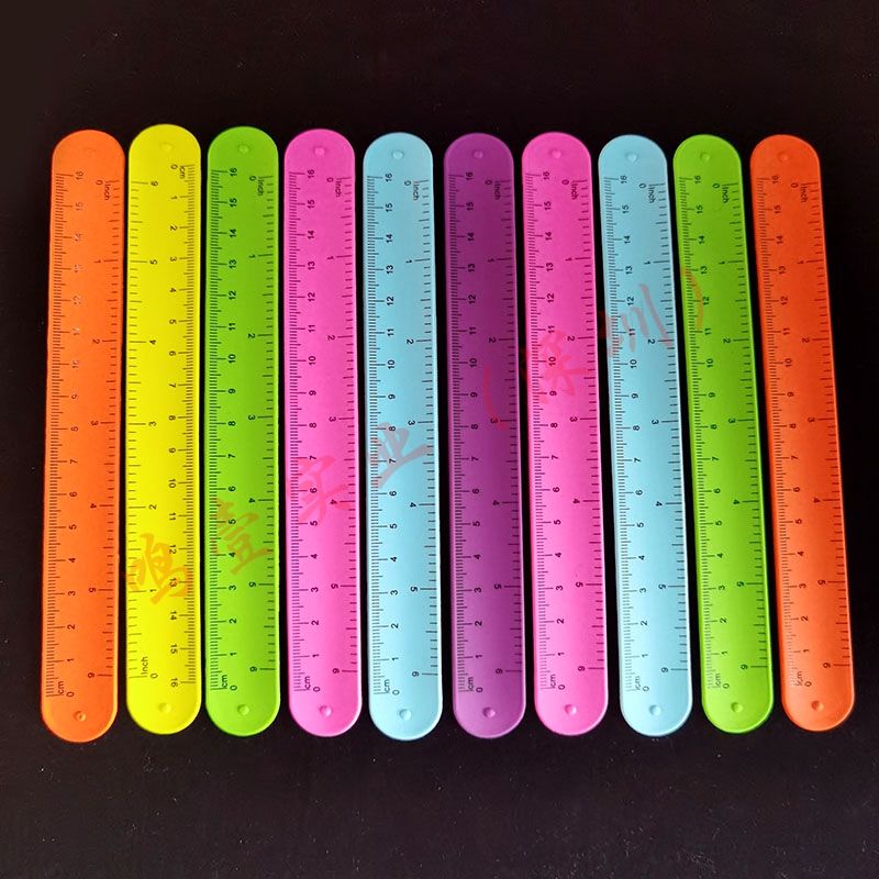 Children's ruler clap ring silicone bracelet color ruler student school ...
