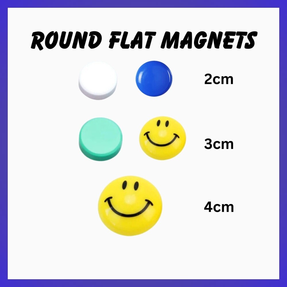 Round Flat Magnets White/Blue/Green/Yellow Whiteboard Fridge Office and ...