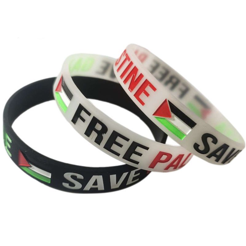1/5pcs Free Palestine Silicone Wrist Band / Bracelet Palestinian Flag ...