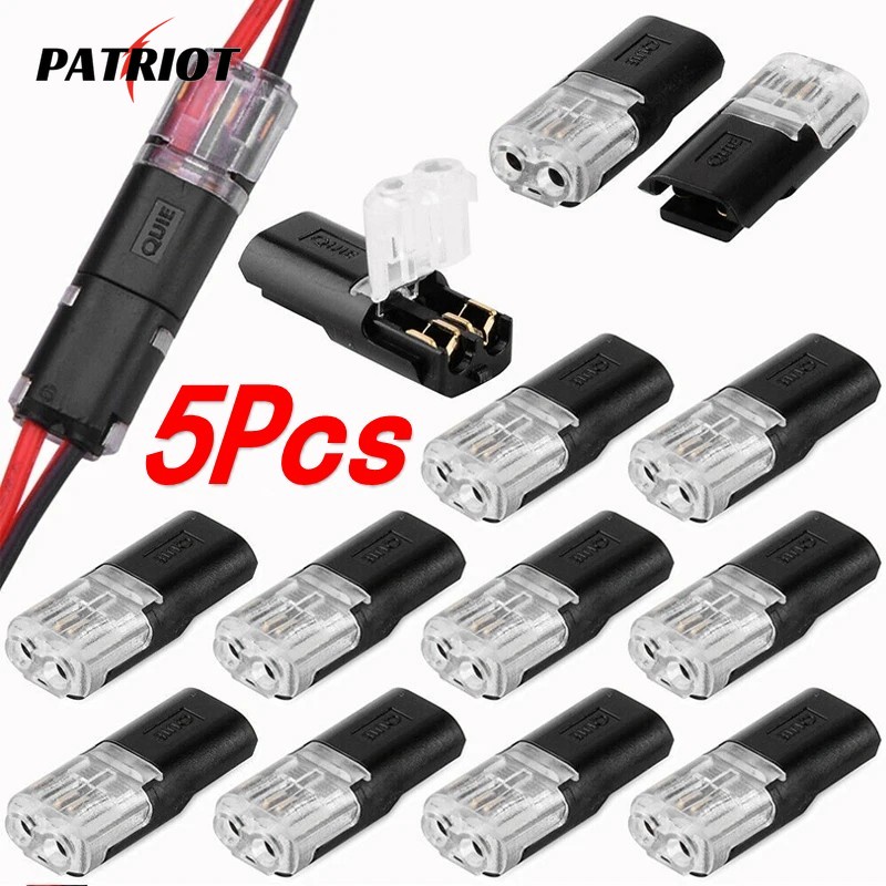 5Pcs Double-Wire Plug-in Connector with Locking Buckle / 2- Pin Double ...