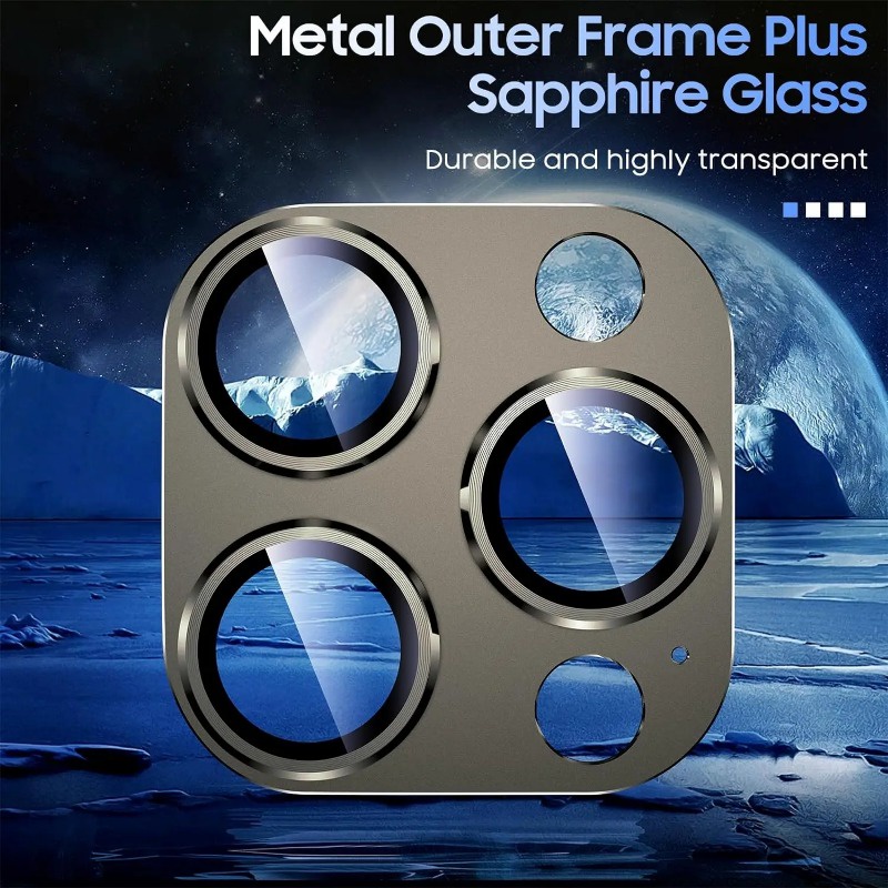 Titanium Color Metal Ring Camera Lens Protector For iPhone 16 15 14 13 Pro Max 16 Plus 13 Mini ...