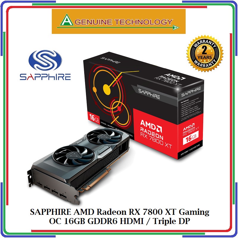 SAPPHIRE AMD Radeon RX 7800 XT Gaming OC 16GB GDDR6 HDMI / Triple DP ...