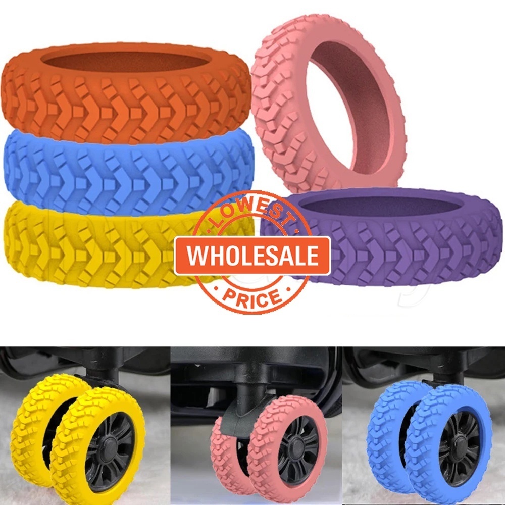 [Wholesale] 1/4Pcs Silicone Luggage Wheel Covers - Travel Trolley Box ...