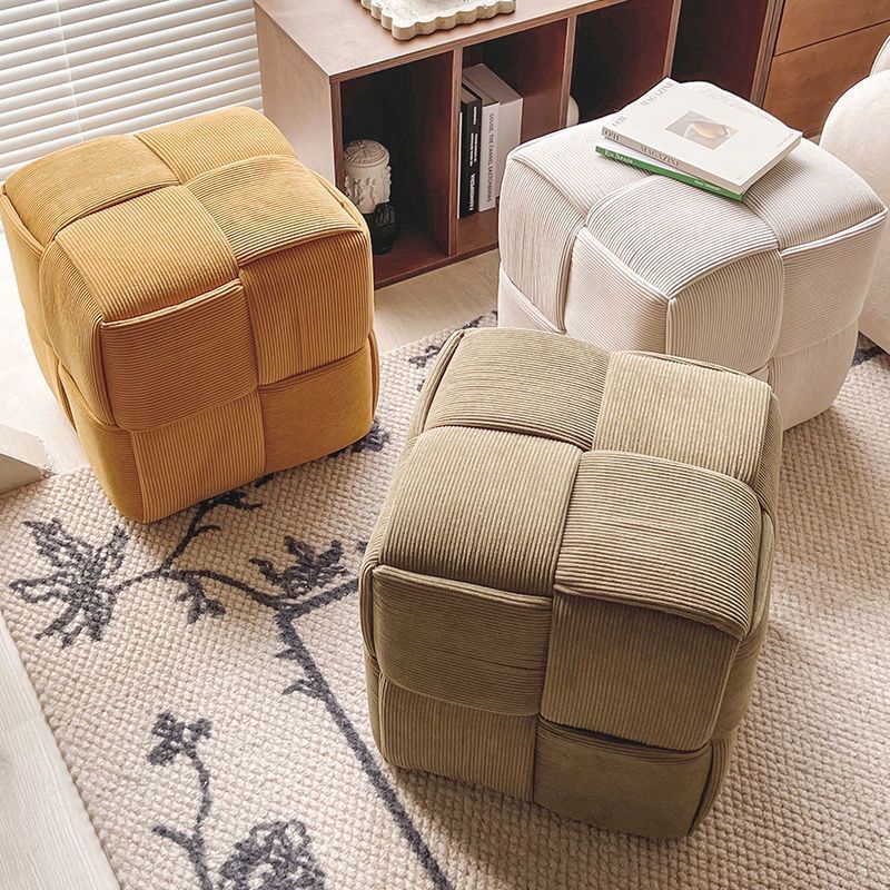 Flannelette Stool Shoe Changing Stool Square Stool Footstool Portable ...