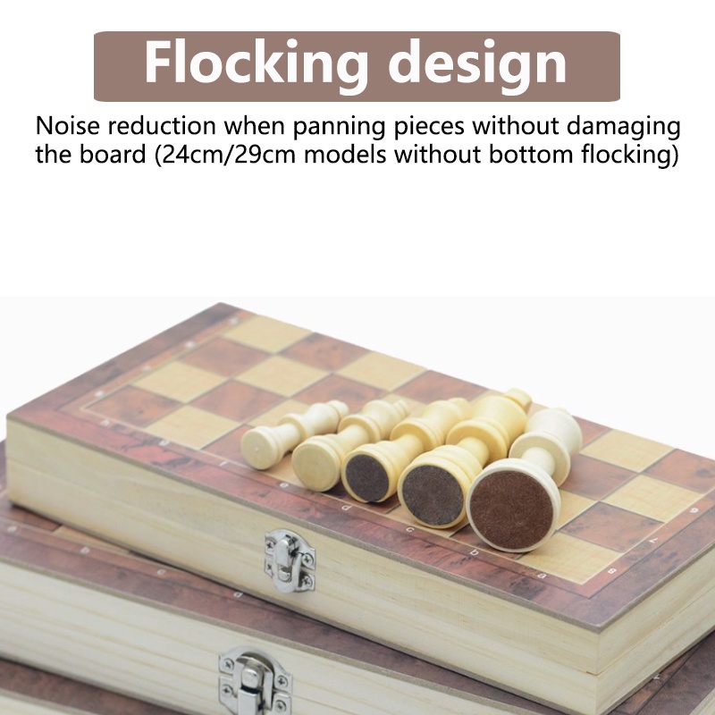 【Ship in 12h】5 Size Wooden Chess Set 3-in-1 Foldable Board Chess ...