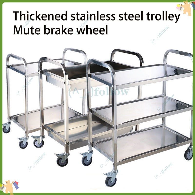 Stainless steel trolley with wheels food trolleyThickened Food Truck ...