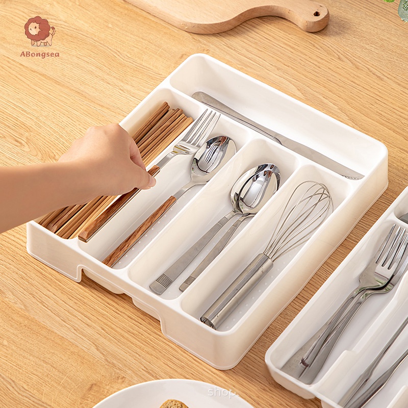 abongsea 4/5 Compartments Cutlery Organizer Daily Drawer Divider Tray ...